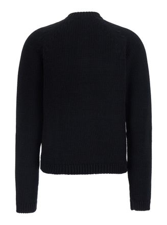 Toteme Womens Cardigan Crew Neck Black Cotton Tops Top