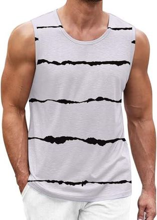 Generic D&eacute;bardeurs ray&eacute;s pour hommes d&eacute;t&eacute; de couleur unie assortie imprim&eacute;s loisirs vacances d&eacute;bardeur sans manches pour hommes chemises sans manches, gris, 3