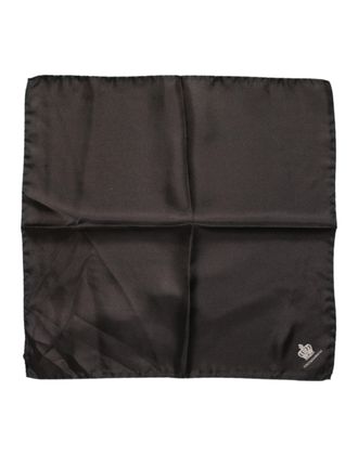 Dolce & Gabbana Brown Dg Crown Silk Square Men Foulard Scarf