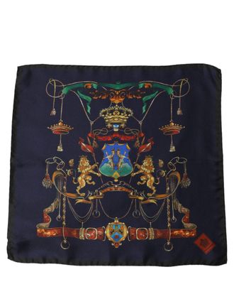 Dolce & Gabbana Heraldic Silk Scarf - Navy