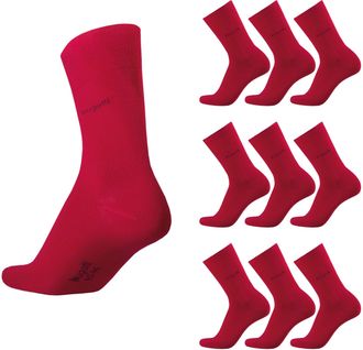 Bugatti Herren Socken 9er Pack - Größe 47-50, Farbe Rot - Atmungsaktive Baumwollmischung, Bequeme & Verstärkte Ferse & Spitze