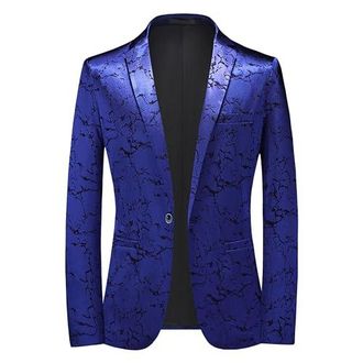 Generic Veste de smoking &agrave; motif floral &agrave; 1 bouton pour homme, coupe ajust&eacute;e, revers crant&eacute;, blazer de costume, veste de sport, manteau pour mariage, d&icirc;ner, b