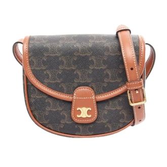Celine Pre-owned Triomphe Mini Bourse Sac bandouli&egrave;re en toile enduite - Femme - Pre-owned - Brun - Taille: ONE Size