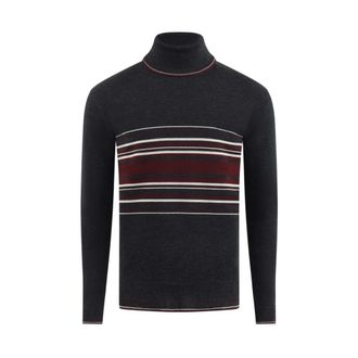 Dolce & Gabbana Woll Schildkr&ouml;tenhals Pullover Schwarz/Rot - - Knitwear - Herren - Schwarzk - L