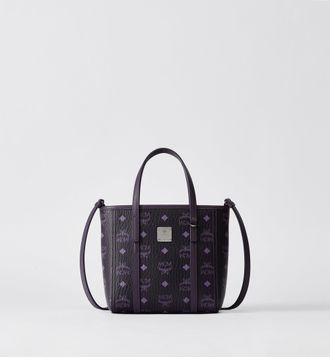 MCM Toni Shopper in Visetos mit Reissverschluss oben DEEP PURPLE VISETOS