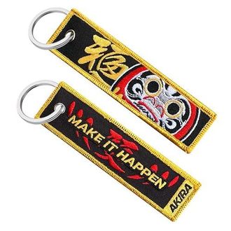 Generico Porte-clés en forme de bonhomme japonais pour moto, voiture, sac à dos, clés, porte-clés pour motards, porte-clés original en tissu, orange, 12 x 3