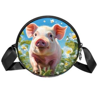 Generic Sac &agrave; bandouli&egrave;re rond pour femme, petit sac &agrave; bandouli&egrave;re avec fermeture &eacute;clair, bretelles r&eacute;glables, style d&eacute;contract&eacute;, pour femmes et filles