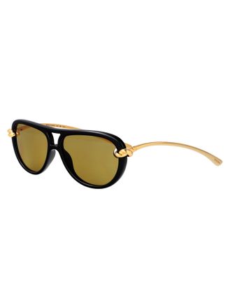 Bottega Veneta Womens Sunglasses Black-Gold-Yellow Metal Black/gold/yellow