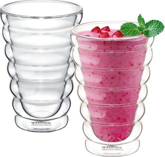 Wilmax England Wilmax - Thermogläser Bubble - 400 ml - 2er-Set - Doppelwandige Gläser für Wasser, Tee, Kaffee - Teegläser & Kaffeegläser - Gläser für Heiß- und Kaltg