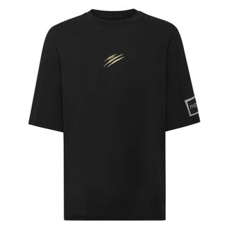 Plein Sport Homme, Tops, Noir, Taille: XS T-shirt Col Rond SS Label