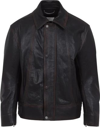 Golden Goose Homme, Vestes, Noir, Taille: M Blouson aviateur Prince en cuir nappa