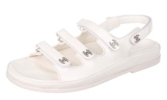 Chanel Cream Leather Dad Sandals Size 37