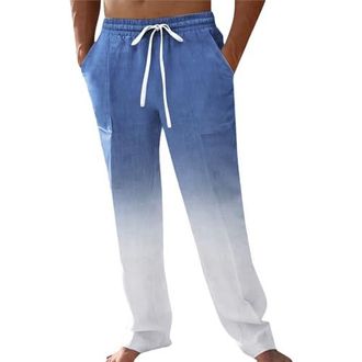 Generic Pantalon en lin pour homme - Coupe ajust&eacute;e - Pantalon d&eacute;t&eacute; l&eacute;ger et d&eacute;contract&eacute; - Pantalon de travail - Gris - Pantalon d&eacute;contract&eacute; en coton - Taille 
