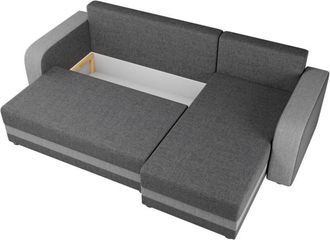 Best Mobilier Bestmobilier - Harvey - canapé dangle réversible - convertible - avec coffre - en tissu - 4 places - style contemporain - gris