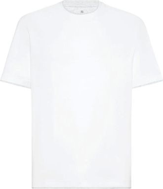 Brunello Cucinelli Homme, Tops, Blanc, Taille: 2XL Double Layer T-Shirt