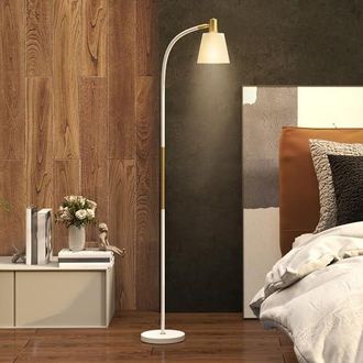 HOMCOM Lampadaire lampe sur pied de salon r&eacute;glable en hauteur 127-160 cm avec interrupteur, douille E27, lampadaire salon, chambre &agrave; coucher, bureau, blanc