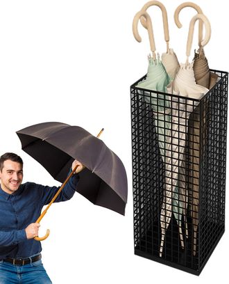 Generico Regenschirmständer aus Metall: Schlanker Aufbewahrungseimer, wasserdichter Organizer aus Eisen, freistehender Stockhalter, stabiler rostfreier Regensc