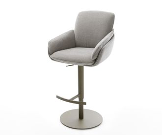 DELIFE Barstuhl Luan-Flex Strukturstoff Soft Grau Drehfu&szlig; h&ouml;henverstellbar Metall Titanfarben, Barst&uuml;hle