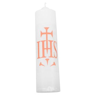 NUOBESTY Heilige Säulenkerze aus Wachs mit Jhs Schriftzug Dekorative Religiöse Kerze für Katholische Sakramente Festliche Wohnraumdekoration zu Weihnachten und