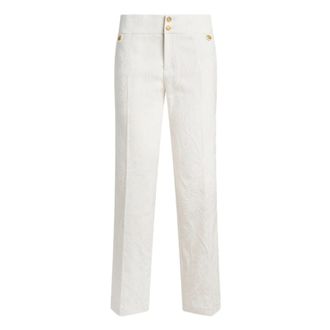 Etro Femme, Pantalons, Blanc, Taille: 40 FR Pantalon &Eacute;vas&eacute; en Jacquard M&eacute;lange de Coton
