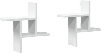 Generic vidaXL Wandregale 2 STK., Wandregal mit Stauraum, H&auml;ngeregal f&uuml;r Esszimmer Wohnzimmer, B&uuml;cherregal Schweberegal Wandboard, Wei&szlig; Holzwerkstoff