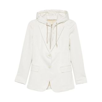 Eleventy Femme, Vestes, Blanc, Taille: 38 FR Hooded Jacket