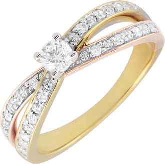 Edenly Solitärring Saturnduett - Diamantendoppel - Dreierlei Gold - 0.15 Karat - 18 Karat