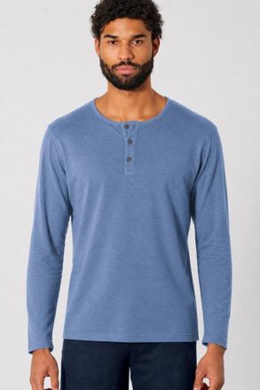 Hempage Hempage Herren vegan Langarmshirt Brushed Henley Blueberry