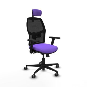 Piqueras y Crespo Alfera Schreibtischstuhl mit 3D-Armlehnen, h&ouml;henverstellbarer Lendenwirbelst&uuml;tze und h&ouml;henverstellbarem Kopfteil, Schwarz / Lila