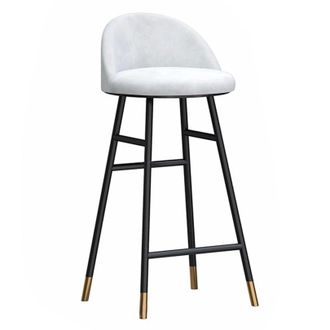 Generic Samt-Barhocker mit Metallbeinen, gepolsterter Samt-Hocker in Tresenh&ouml;he, Esszimmer- und Kneipenstuhl