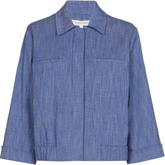 Marie M&eacute;ro Femme, Vestes, Bleu, Taille: 48 FR Short Denim Bomber Jacket