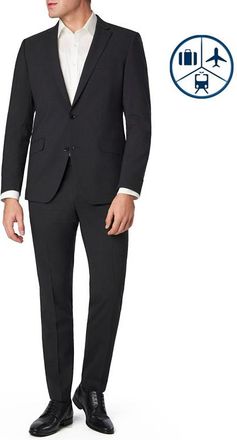 Digel Herren Anzug schwarz Schurwoll-Stretch