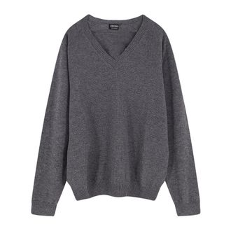 Ermenegildo Zegna Oasi Kaschmir V-Ausschnitt - - Knitwear - Herren - Grau - XL