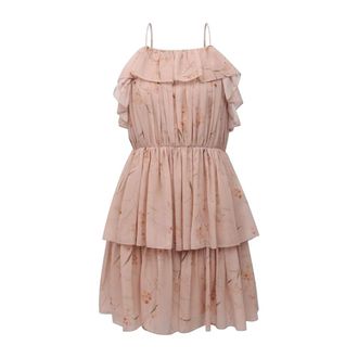 Celine Gebl&uuml;mtes Chiffonkleid - - Dresses - Damen - Rosa - S
