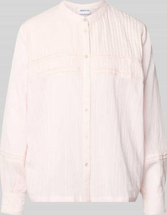 Jake*s Casual Bluse mit Mao-Kragen und Pointelle-Muster