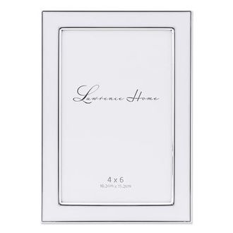 Lawrence Frames Cadre Photo en m&eacute;tal plaqu&eacute; Argent avec &eacute;mail Blanc, 10,2 x 15,2 cm