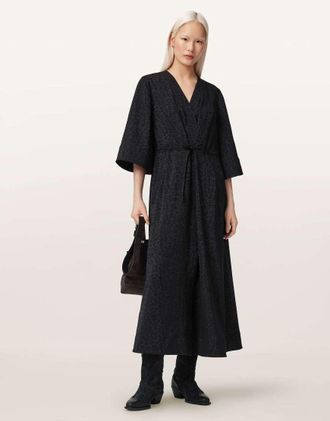 AllSaints Diana - Kleid in Schwarz mit Leopardenmuster