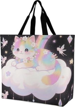 Generic Chat Sur Le Nuage Sac Cabas D&eacute;contract&eacute; Tote Bag Imperm&eacute;able Sac A Main Femmes Pour Universit&eacute; Plage Travail