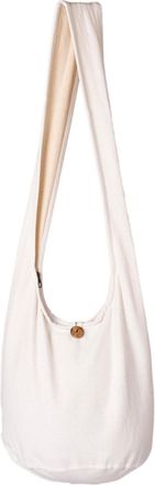 Panasiam Schulterbeutel Damen & Herren, große & leichte Baumwolltasche, Umhängetasche mit Reißverschluss, Unisex Schultertasche, mittelgroße Tasche, weiß