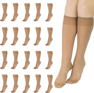 L'eggs Damen Everyday Knee High Stockings, Reinforced Toe Strumpfhose, 20 den, Sonnenbr&auml;une, Einheitsgr&ouml;&szlig;e (20er Pack)