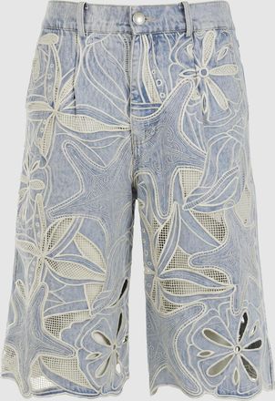 Farm Rio Short Embroidered Denim Seas Desire