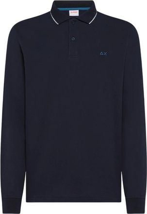 Sun 68 Homme, Tops, Bleu, Taille: M Polo Small Stripes on Collar L/S