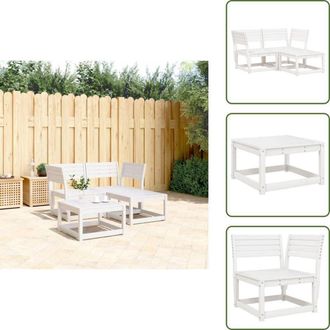 vidaXL 3-tlg. Garten-Sofagarnitur Wei&szlig; Massivholz Kiefer - Gartenm&ouml;beln - Esszimmergarnitur - Gartenset - Rattan M&ouml;bel - Lounge Set