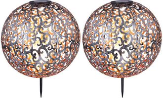 ETC Shop Etc-shop - 2x led Solar Außen Steck Lampen Hof Kugel Erdspieß Dekor Leuchten Stanzungen