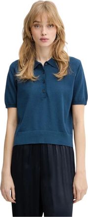 Patrizia Pepe Femme, Tops, Bleu, Taille: 40 FR Polo en maille l&eacute;g&egrave;re