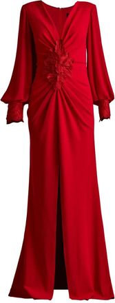 Tadashi Shoji robe longue froncée - Rouge