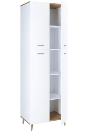 MID.YOU Mid.you Mehrzweckschrank, Wei&szlig;, Honigeiche, Kunststoff, 3 F&auml;cher, 60x184x39 cm, stehend, Waschk&uuml;che, Mehrzweckschr&auml;nke