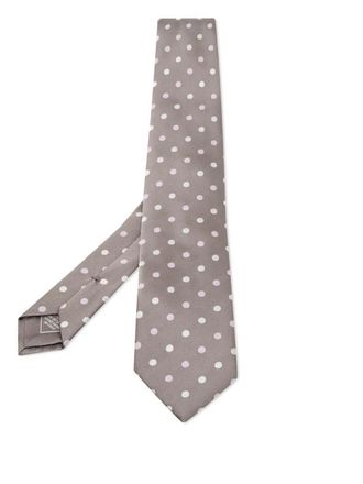 Brioni cravate en soie à pois - Gris