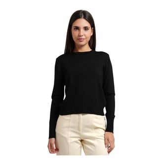 Patrizia Pepe Pull en laine &agrave; col rond - Femme - Pulls - Noir - Taille: 42 FR
