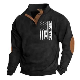 Generic Pull à col rond pour homme - Col montant - Manches longues - Sweat à capuche décontracté, Noir, 3XL